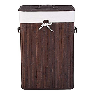 TRRAPLE Laundry Hamper With Lid, Bamboo Laundry Basket with Liner Bag Cloth Storage Basket Dirty Clothes Hamper for Bedroom Laundry Room