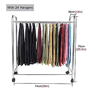 Trolley Stainless Steel Pants Hangers Rolling Trolley, Trouser Skirt Dress Jeans Closet Storage Organizer Rack, Anti Rust, Space Saving (Size : 24 Hangers)