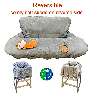 Shopping Cart Cover for Baby Grocery Cart Cover for Baby boy and Baby Girl, High Chair Cover for Baby and Toddler, Baby Registry Gift - Waterproof - Extra Large - Cotton - Double Sided (Blue)