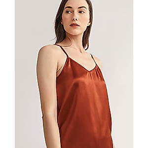 LilySilk Women's Silk Camisole 100 Mulberry 22MM V Neck Front and Back Basic Soft Tank Tops for Ladies,Red Clay XL