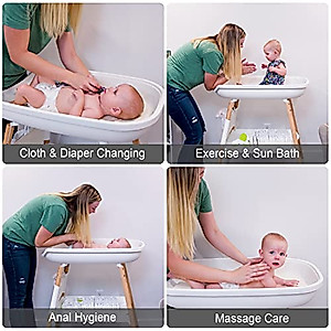 Baby Changing Table Diaper Changing Tables, Height Ajustable Nursery Changing and Dressing Table Station with Changing Pad Storage Rack Pockets for Newborns Babies and Infants, White