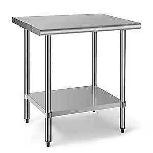 TUSY Stainless Steel Table for Prep & Work, 24 x 30 Inches NSF Commercial Worktable with Stainless Steel Undershelf and Legs for Restaurant, Home and Hotel