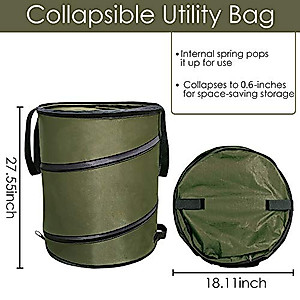 Pop-Up Trash Can for Camping, 30 Gallon Collapsible Trash Can, Reusable Garbage Leaf Bag Outdoor Yard Waste Basket Bin (Green) (2)