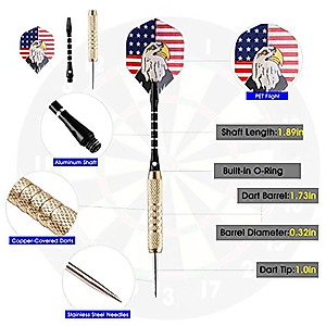 UZOPI 15 Packs Steel Tip Darts 18 Grams with Dart Sharpener and 3 Extra Flights, Aluminum Shafts & Brass Barrels, Levels in Every Rec Room, Man Cave, Bar and Game Room