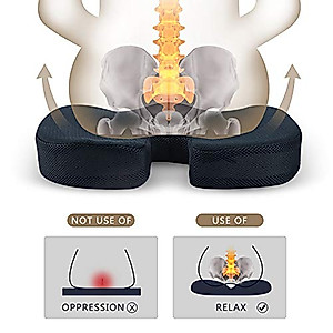 Foreate Memory Foam Seat Cushion with Gel Ergonomic Coccyx Cushion for Tailbone Hip Back Pain Relief, U Shape Chair Pads for Home Office Car Wheelchair Travel