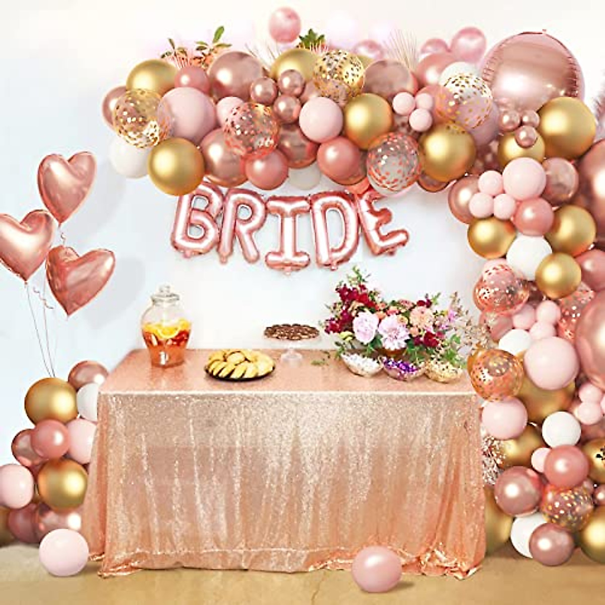 Amandir Rose Gold Balloons Garland Arch Kit, 150pcs Rose Gold Pink White Gold Confetti Latex Balloons for Bridal Wedding Birthday Girl Baby Shower Graduation Anniversary Bachelorette Party Decoration