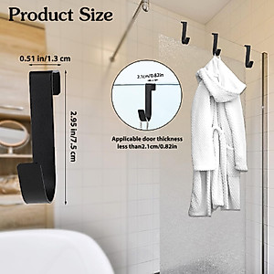 WLLHYF 5 Pack Towel Hook Stainless Steel Water Proof Over Shower Door Hook for Bathroom Frameless Glass Door 0.82in(2.1cm) Hanging Towels Robe Clothing Brush, Matte Black