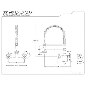 Kingston Brass GS1240AX Heritage Pull-Down Sprayer Kitchen Faucet, Matte Black