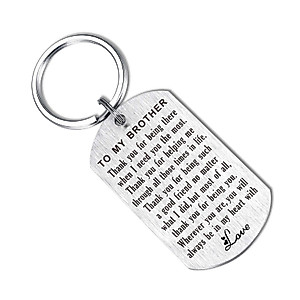 Gifts for Brother - Brother Birthday Gifts - Wherever You Are You Will Always Be in My Heart - Brother Birthday Christmas Graduation Keychain Necklace