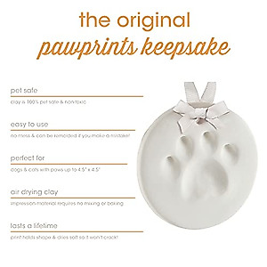 Pearhead DIY Pawprints Keepsake Kit for Dogs Or Cats, Christmas Ornament, Holiday Home Décor for Pet Lovers, Clay Paw Print Imprint, White