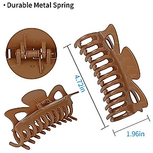 79Style Large Banana Hair Clips for Women - Jumbo Plastic Hair Claws and Extra Long Jaw Barrettes for Thick, Long Hair (Coffee-4Pcs-4.7Inch)