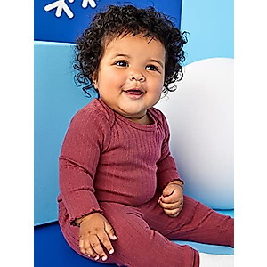 Simple Joys by Carter&#039;s Baby Girls&#039; 4-Pack Pant, Grey/Pink/Plum/White Flowers, 18 Months