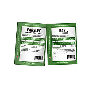 Italian Herb Seeds for Planting 5 Variety Herbs Seed Packets Including Italian Flat Leaf Parsley, Sage, Oregano, Thyme, Basil - Great for Kitchen Herb Garden, Hydroponics Heirloom - Gardners Basics