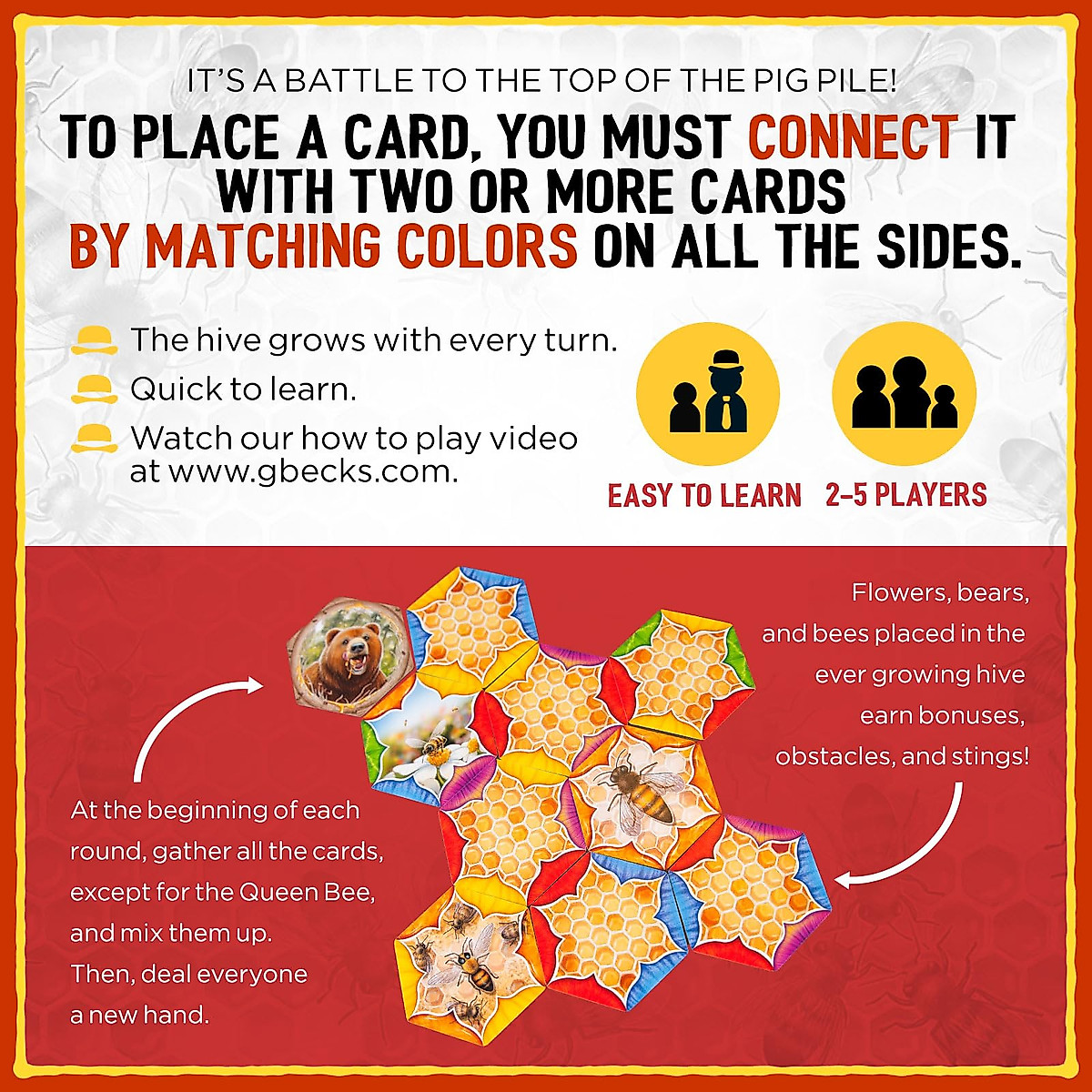 Grandpa Beck's Games The Bears and The Bees | Strategic Tile Laying Card Game for Kids, Teens, & Adults | from The Creators of Cover Your Assets | 2-5 Players 7+