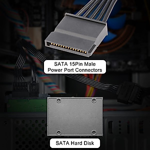 J&D 15 Pin SATA Power Extension Cable (3Pack), Sata Male to Female Cable, Sata Power Cable Extension, 10 inch, Black (3 Pack)