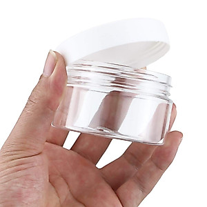 WYKOO 12 Pack 4 OZ Plastic Jars Round Clear Cosmetic Container Jars with Lids, Wide Mouth Empty Slime Jars, Refillable Clear Travel Storage Jars for Kitchen Use Beauty Products Sample