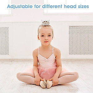 Abeillo 2 Pieces Baby Crown Baby Crystal Princess Tiaras Newborn Photography Props Children Headband Infant Elastic Hair Band Crown for Baby Girl Birthday Party (Silver)