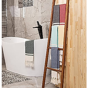 Rumi&Shams Turkish Hand Towel Set of 2 | 100% Cotton Modern Farmhouse Hand Towels | 16 x 32 Inches Boho Towels | Bathroom Hand Towels | Perfect Turkish Kitchen Towels | Bath Hand Towels (Aqua)