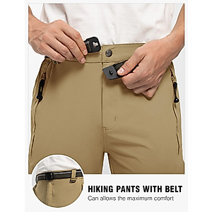 TBMPOY Men's Windproof Waterproof Athletic Pants for Outdoor Work Hiking Breathable Pants Thin Khaki M