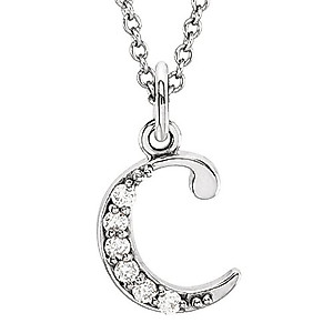 Dazzlingrock Collection 0.05 Carat (ctw) 14K Diamond Lowercase Letter 'c' Initial Pendant for Mother's Day, White Gold