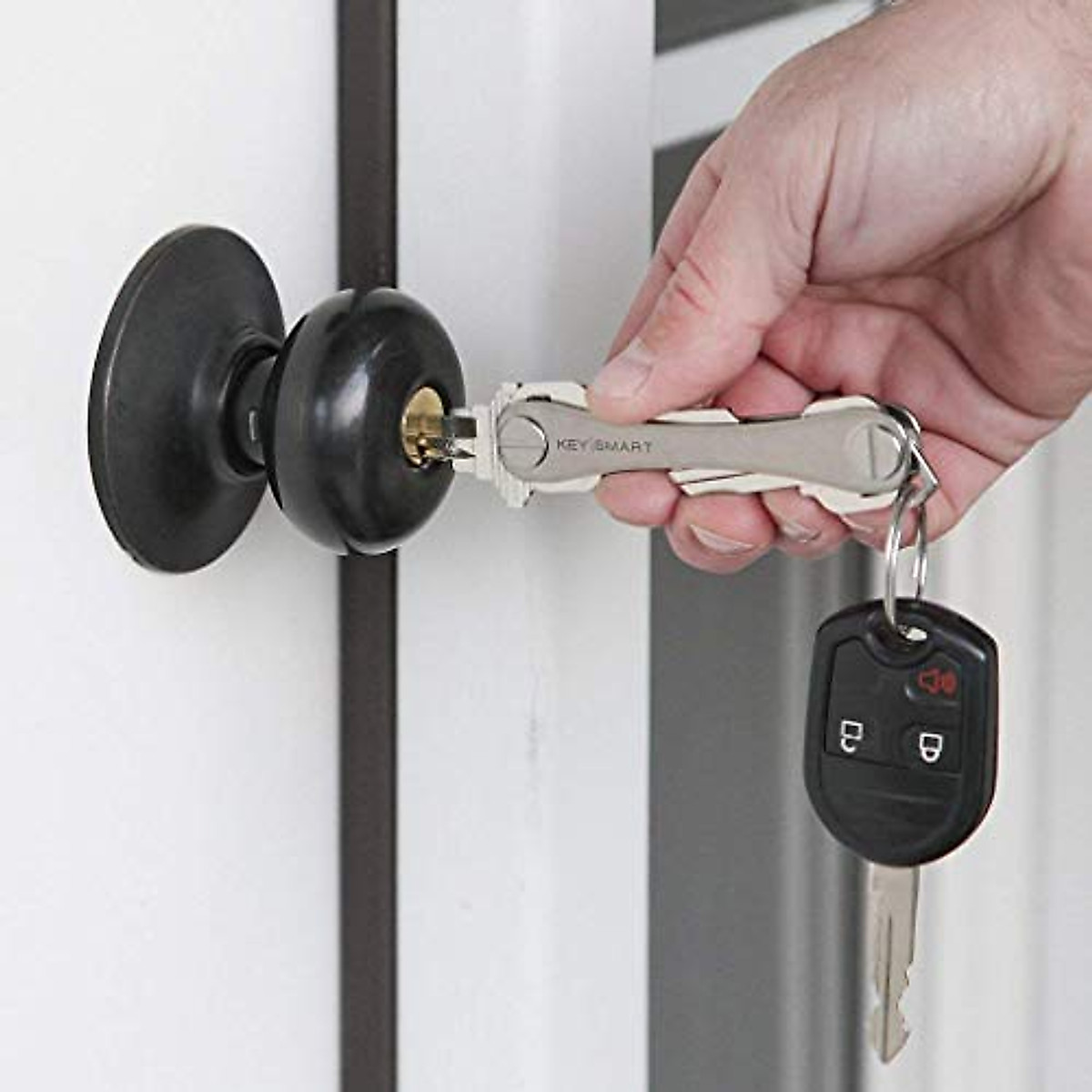 KeySmart Compact Key Holder Add-on Accessory - Stainless Steel Loop Piece Bundle with Bottle Opener and Stainless Steel Quick Disconnect Clip