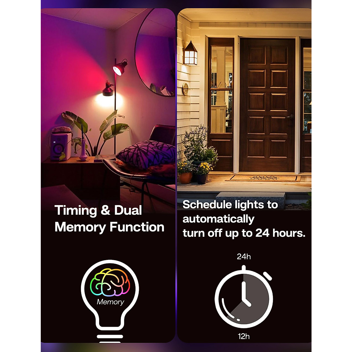 Eastiya Color Changing Light Bulb, 80W Equivalent, Remote Control Light Bulbs, 900LM, RGB Light Bulbs, E26 Base, 16 Color Choices, Timing, Dimmable, Multi-Color Light Bulbs, 4 Pack