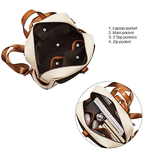 BOSTANTEN Leather Laptop Backpack Purse Casual College Casual Bags Daypack Beige-White and Women Leather Wallet RFID Blocking Small Bifold Zipper Pocket Wallet Card Case Purse with ID Window