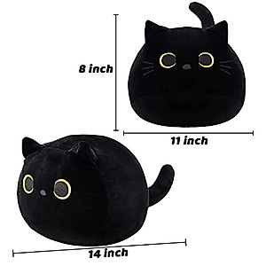 iBccly Black Cat Plush Toy 16'' Black Cat Pillow,Soft Plush Doll Cat Plushie Cat Pillow,Stuffed Animal Soft Plush Pillow Baby Plush Toys Cat Shape Design Sofa Pillow Decoration Doll (B)