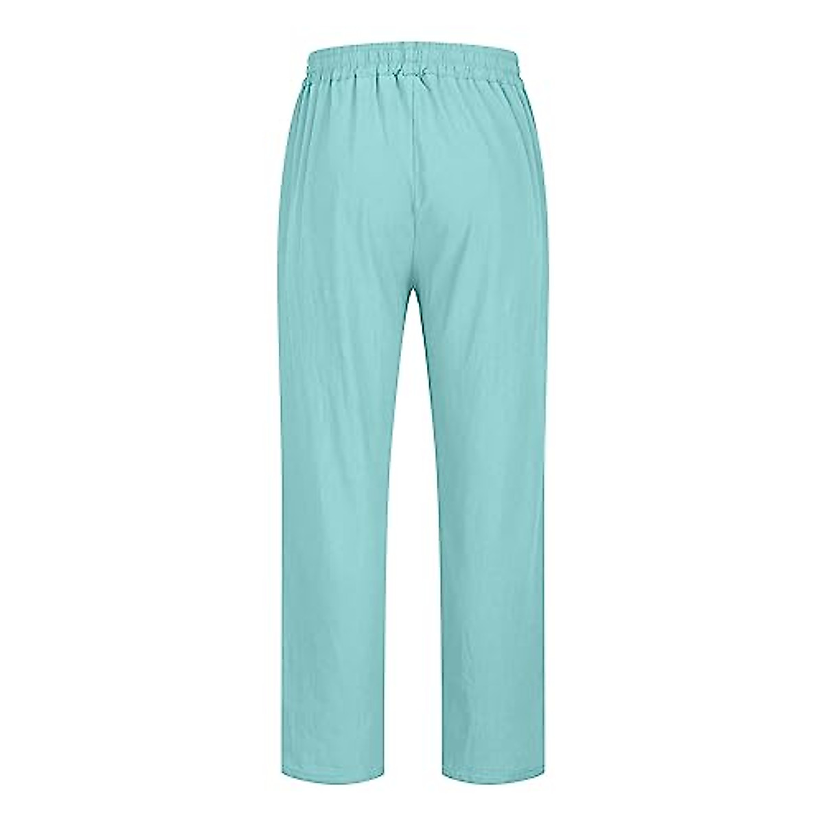 GiliGiliso Men's Casual Pants Men Solid Casual Elastic Waistband Pocket Cotton Linen Panel Trousers Pants Men's Compression Shorts Mint Green, XL