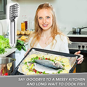Comfecto Fish Scaler Remover, Stainless Steel Sawtooth Fish Skinner Descaler Tool Cleaner, Ergonomic Handle Scale Scraper Peeler, Easily Brush Scales Cleaning for Chef and Home Cooks