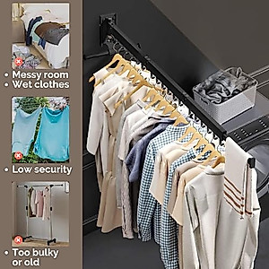 Wall Mounted Clothes Drying Rack,Laundry Rack Wall Mounted,Laundry Room Clothes Hanger,Wall Mount Clothes Drying Rack,Folding Wall Mount Clothes Hanger,Retractable Clothes Drying Rack, Drying Rack