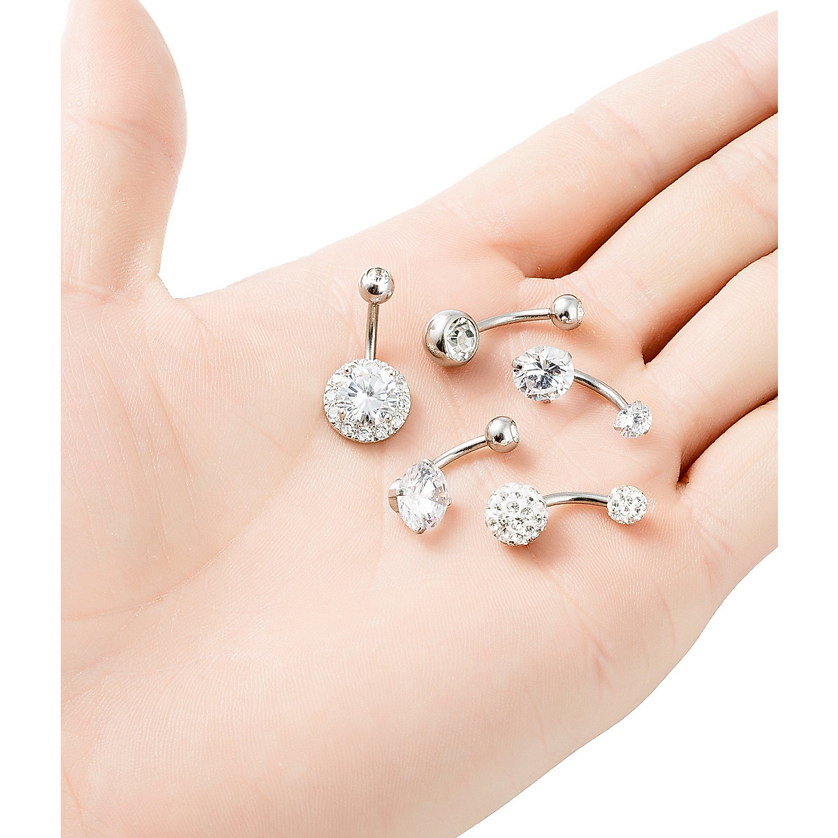 REVOLIA 14G Stainless Steel Belly Button Rings for Women Navel Rings CZ Body Piercing