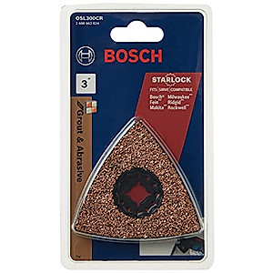 BOSCH OSL300CR 1-Piece 3 In. Starlock Oscillating Multi Tool Grout & Abrasive Carbide Grit Delta Rasp for Applications in Thinset Removal