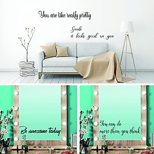 7 Pieces Inspirational Quote Mirror Decals Vinyl Wall Art Be Amazing Today Be Awesome Today Hello Gorgeous Hello Beautiful Decals Motivational Quote Wall Stickers for Bedroom Living Room Decoration