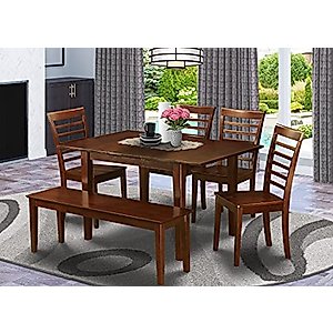 East West Furniture PSML6D-MAH-W Dining Set, 6-Piece