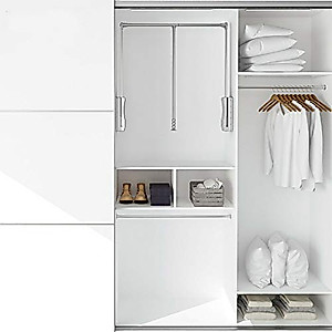 uyoyous Pull Down Closet Rod Aluminum Adjustable 35-46.7 Inch Heavy Duty Closet Pull Down Rods Hanger for Hanging Clothes Wardrobe Lift Rail Organizer Storage System Side Mounted Expanding Tubing