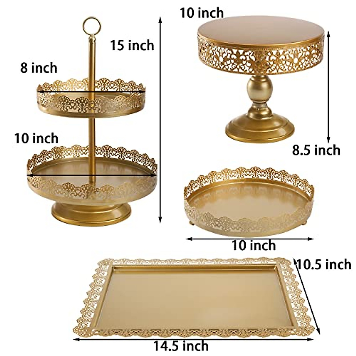TOPZEA Set of 4 Cake Stands, Metal Cupcake Holder Tiered Dessert Serving Tower Decor Serving Platter Candy Fruit Display Plates for Baby Shower, Wedding, Birthday, Celebration, Christmas, Party, Gold