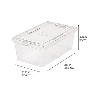 IRIS USA 6.7 Qt. Plastic Storage Container Bin with Latching Lid, Stackable Nestable Shoe Box Tote Shoebox Closet Organization School Art Supplies - Clear, 18 Pack