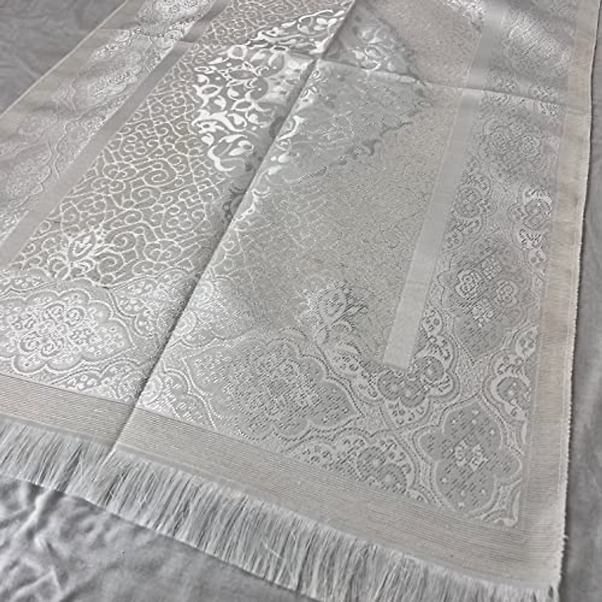 Luxemin White Color Luxurious Shinning, Soft and Velvety Muslim Prayer Mat | Janamaz | Sajadah | Soft Muslim Prayer mat | Muslim Gifts Collection Prayer Carpet Mat, Textile Cloth