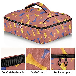 Kcldeci Insulated Thermal Food Carrier Insulated Casserole Carrier for Hot or Cold Food,Yellow and Blue Chess Figures Insulated Tote Bag for Potluck Cookouts Parties Picnic,Lasagna Lugger