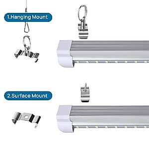 (10-Pack), 8FT LED Shop Light Fixture,Super Bright 120W 6000K/White 19000LM Hanging/Surface Mount 8 Foot Led Lights, 4 Rows V Shape 96" LED Shop Lights,Linkable T8 LED Tube Lights for Garage Warehouse