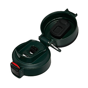 Stanley FlowSteady Bear Cub Bottle, 12oz, Stainless Steel Insulated Water Bottle for Kids (8 and Above) with 3 Interchangeable Metal Badges, Hammertone Green