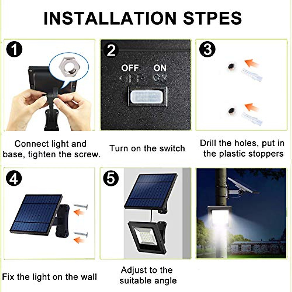 Awanber Solar Powered Lights Outdoor, Bright White Light IP65 Waterproof Auto Dusk to Dawn 350° Adjustable Solar Security Flood Lights for Barn, Garden, Garage, Pathway, Yard, Patio, Lawn, Balcony