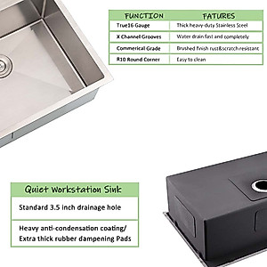 Wesliv 31 Inch Drop In Kitchen Sink,Wesliv 31x20x10 Topmount Sink 16 Gauge Stainless Steel Single Bowl Kitchen Sink 10 Inch Deep Handmade Kitchen Sink with Bottom Grid