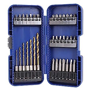 COMOWARE Impact Screwdriver Bit Set with Titanium Drill Bits - Quick Release Twist Drill Bit Set with Tough Case, Impact Driver Bit Set Total 35Pcs