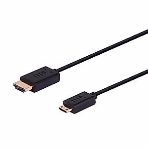 Monoprice 4K Small Diameter High Speed HDMI to Mini HDMI Passive Cable - 0.5 Feet - Black | 4K@60Hz, 18Gbps, 40AWG, HDR, for Home Theater, TV - UltraFlex Series