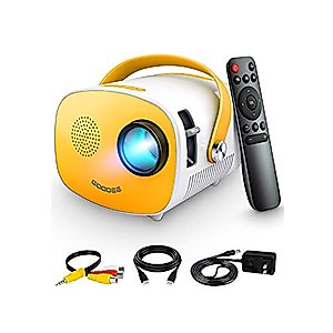 Mini Projector,GooDee Portable Projector for iPhone, 1080p Supported Movie Projector, 2500lux Small Home Video LED Pico Pocket Phone Projector for Bedroom Laptop HD USB AV Interfaces