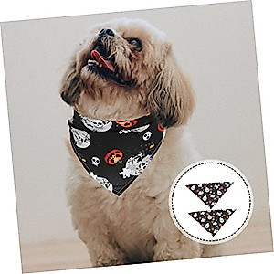 BCOATH 2 Pcs Pet Bib Cosplay Accessories Ghost Towel Pumpkin Cat Scarf Kitten Triangle Bibs Triangle Dog Necktie Dog Kerchief Washable Neckerchief Dog Bandanas Collar Polyester Bibs