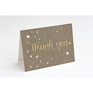 The Invite Lady Stars And Moon Thank You Notes Baby Shower Little Twinkle Cards With Envelopes (24 count)