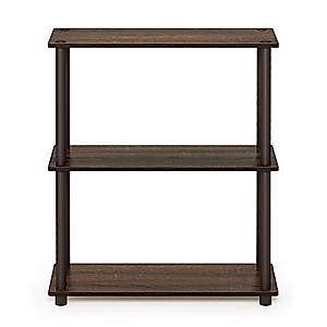 Furinno Turn-N-Tube 3-Tier Compact Multipurpose Shelf Display Rack, Walnut/Brown